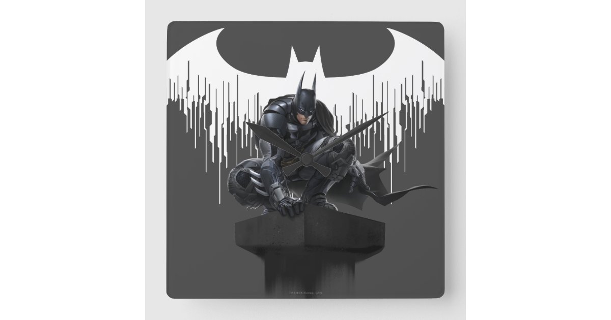Batman Perched on a Pillar Square Wall Clock | Zazzle