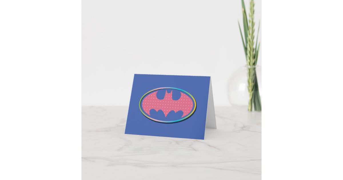 Batman | Pink Polka Dot Logo Note Card | Zazzle