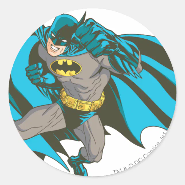 Batman Punching 1 Classic Round Sticker | Zazzle