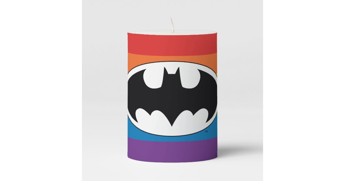 Batman Rainbow Logo Pillar Candle | Zazzle