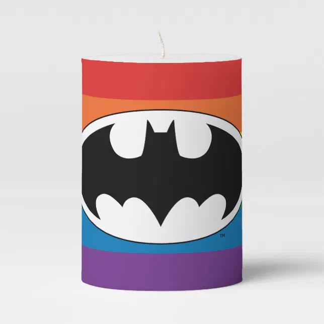Batman Rainbow Logo Pillar Candle | Zazzle