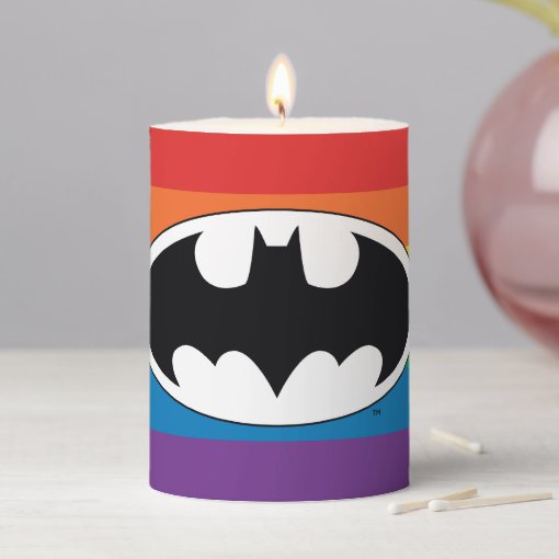 Batman Rainbow Logo Pillar Candle | Zazzle