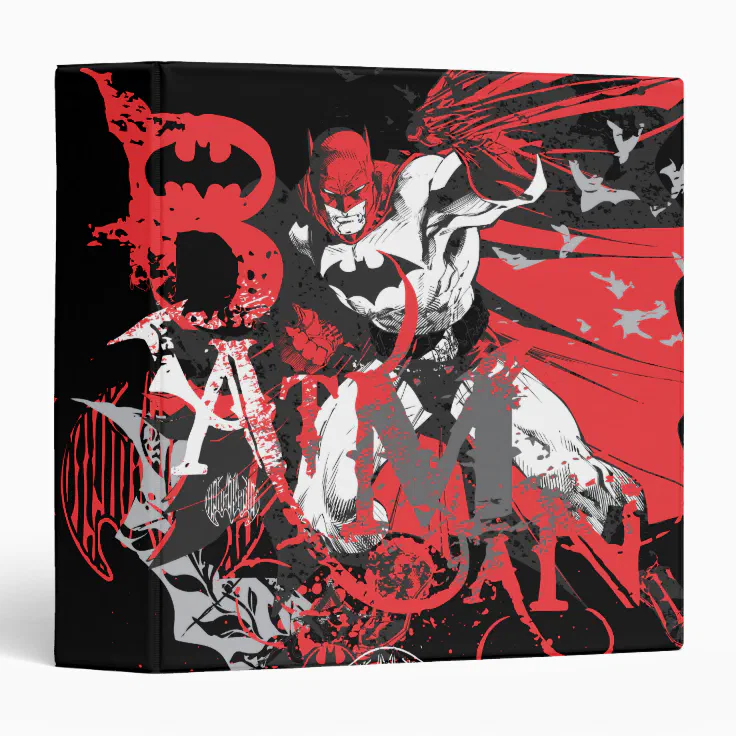 Batman Red and Black Collage 3 Ring Binder | Zazzle
