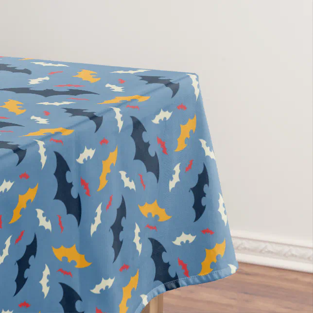 Batman | Red, Blue, and Yellow Bat Logo Pattern Tablecloth | Zazzle