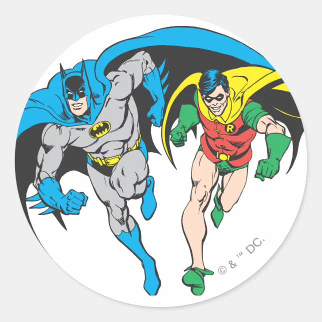 Batman & Robin Classic Round Sticker | Zazzle
