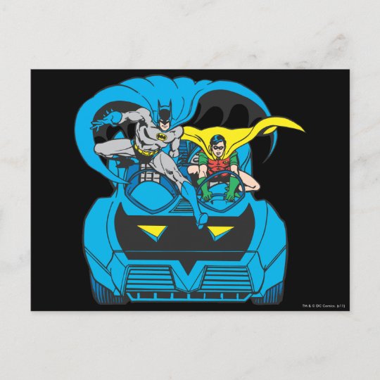 Batman & Robin Ride Batmobile Postcard | Zazzle.com