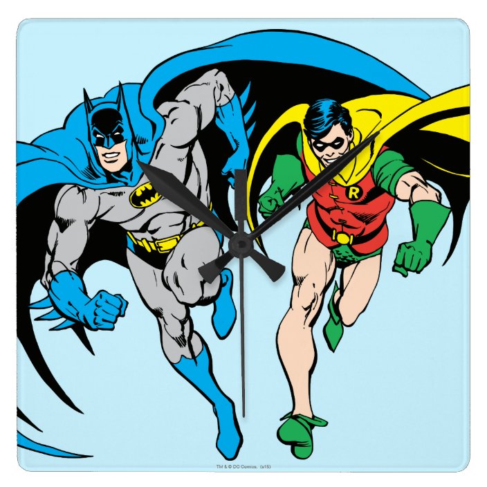 Batman & Robin Square Wall Clock | Zazzle