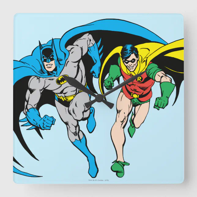 Batman & Robin Square Wall Clock | Zazzle