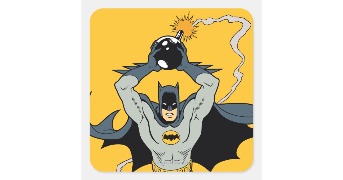 Batman Running With Bomb Square Sticker | Zazzle
