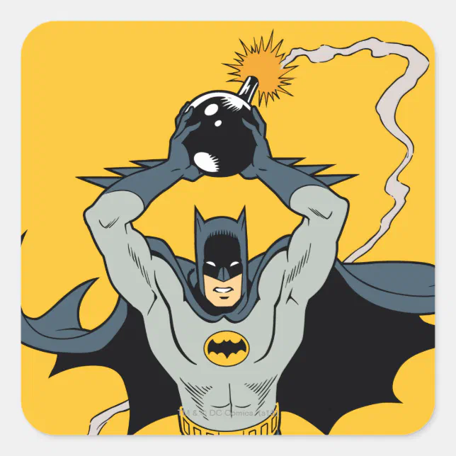 Batman Running With Bomb Square Sticker | Zazzle