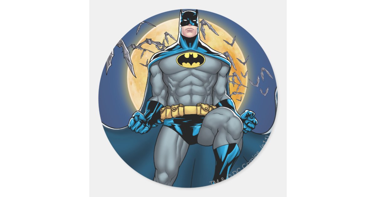 Batman Scenes - Moon Front View Classic Round Sticker | Zazzle
