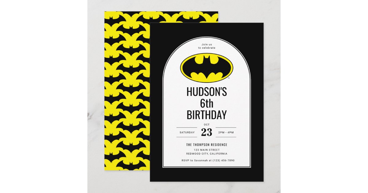 Batman Shield Kids Birthday Invitation | Zazzle
