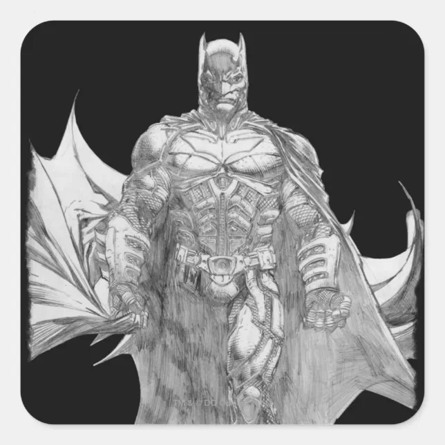 Batman Standing Drawing Square Sticker | Zazzle
