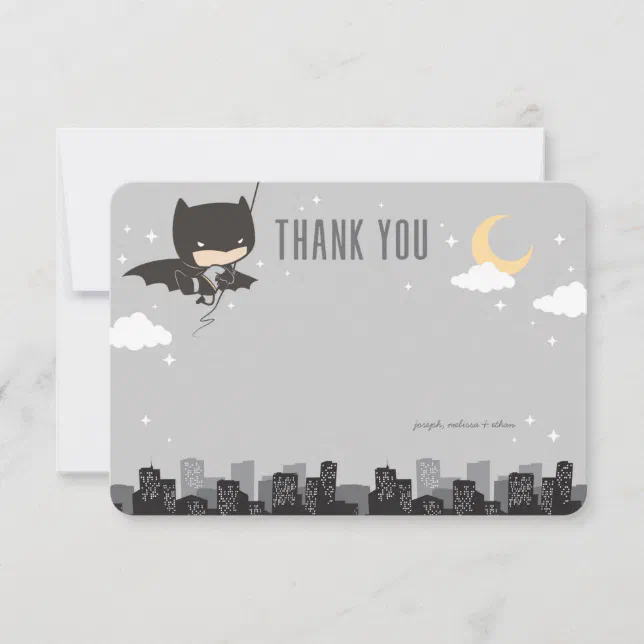Batman Super Hero First Birthday Thank You Invitation | Zazzle