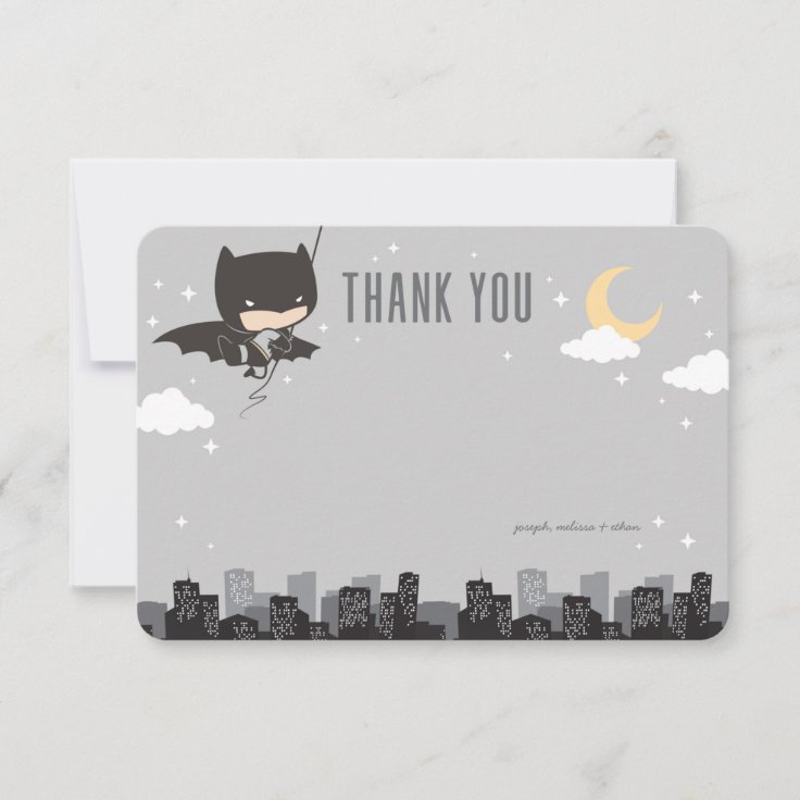 Batman Super Hero First Birthday Thank You Invitation | Zazzle