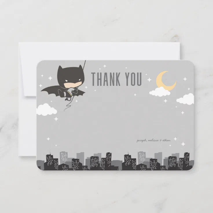 Batman Super Hero First Birthday Thank You Invitation | Zazzle