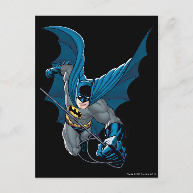 Batman swings from rope postcard | Zazzle