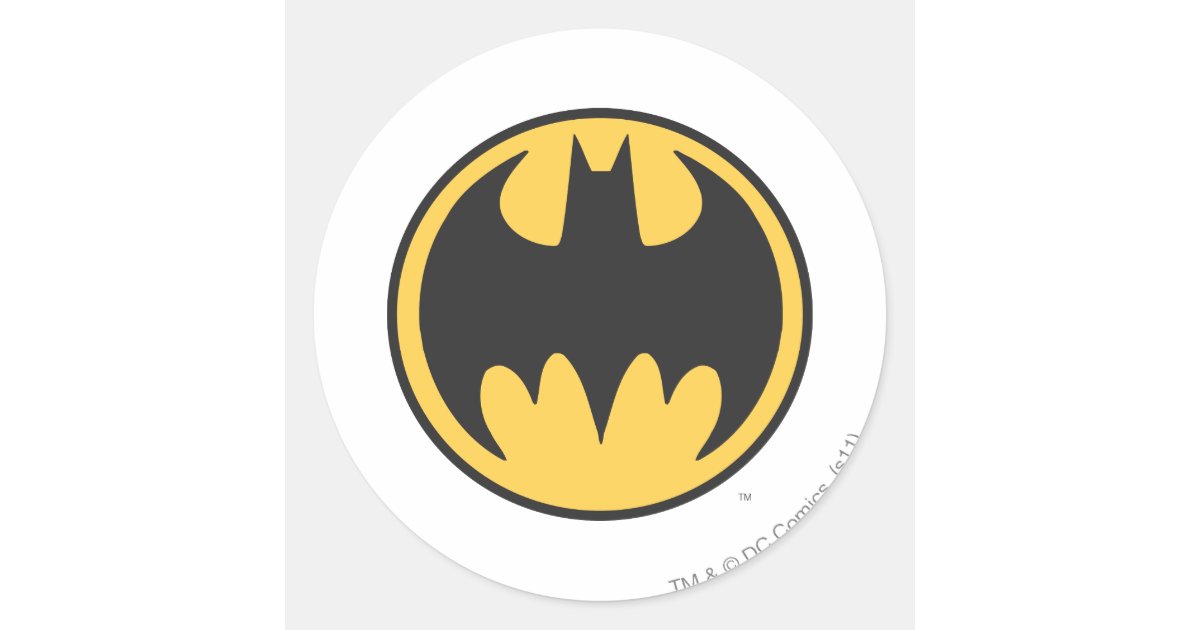 Batman Symbol | Dark Yellow Circle Logo Classic Round Sticker | Zazzle