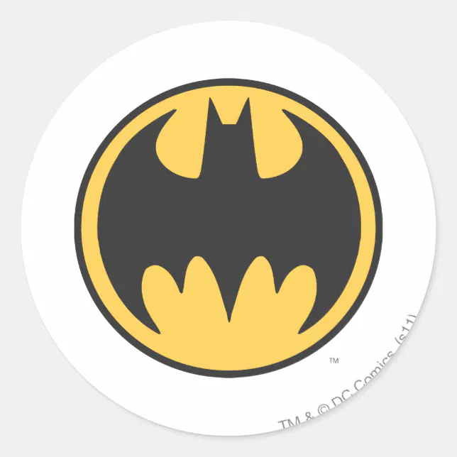 Batman Symbol | Dark Yellow Circle Logo Classic Round Sticker | Zazzle
