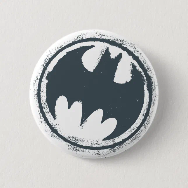 Batman Symbol | Gray Grunge Logo Pinback Button | Zazzle