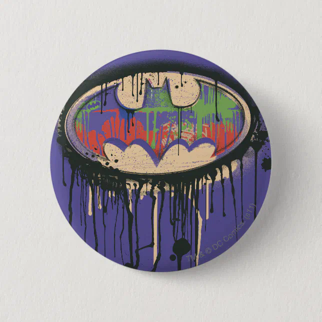 Batman Symbol | Green Purple Red Logo Button | Zazzle