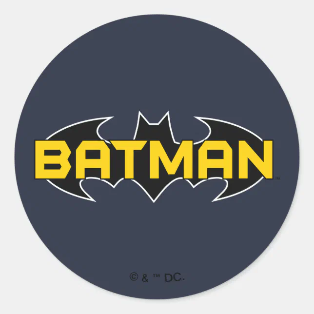 Batman Symbol | Name Yellow & Black Logo Classic Round Sticker | Zazzle