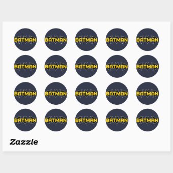 Batman Symbol | Name Yellow & Black Logo Classic Round Sticker | Zazzle
