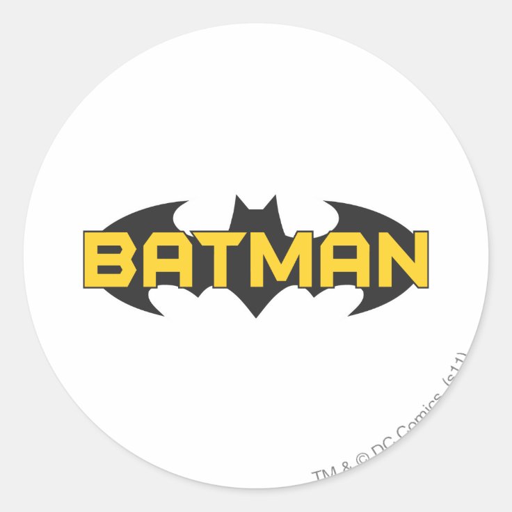 Batman Symbol | Name Yellow & Black Logo Classic Round Sticker | Zazzle