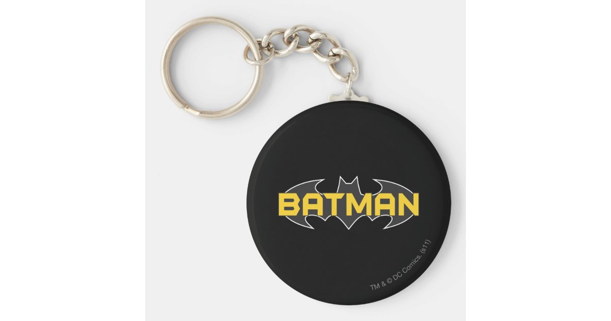 Batman Symbol | Name Yellow & Black Logo Keychain | Zazzle.com