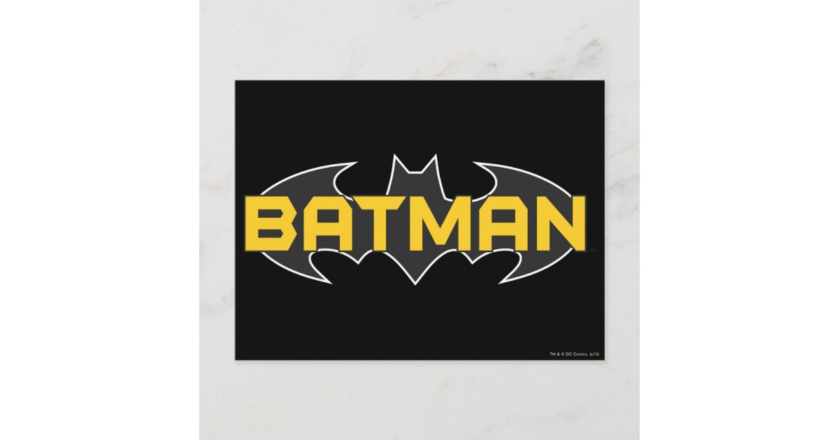 Batman Symbol | Name Yellow & Black Logo Postcard | Zazzle