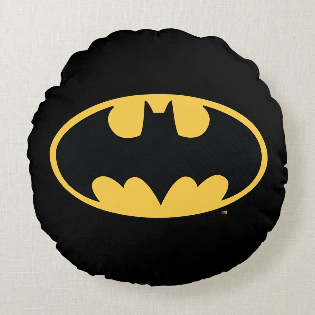 Batman Symbol | Oval Logo Round Pillow | Zazzle