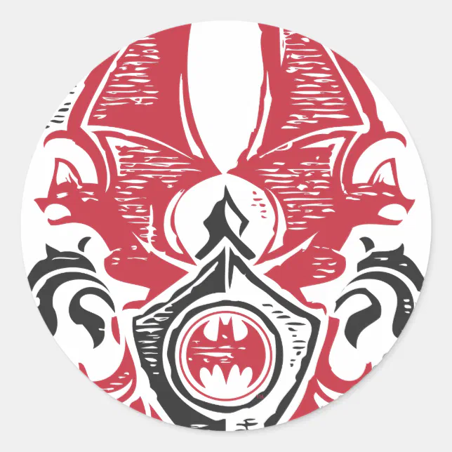 Batman Symbol | Red Black Bat Stamp Crest Logo Classic Round Sticker ...