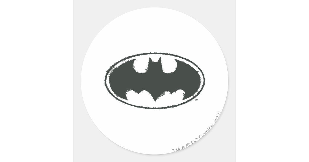 Batman Symbol | Spray Black White Logo Classic Round Sticker | Zazzle.com