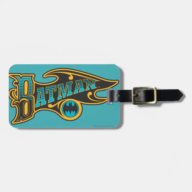 Batman | Vintage Turquoise Logo Luggage Tag | Zazzle