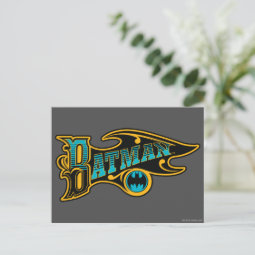 Batman | Vintage Turquoise Logo Postcard | Zazzle