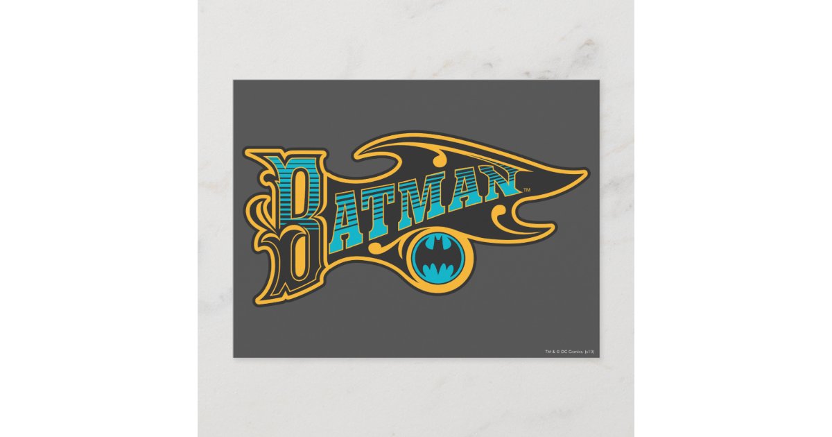 Batman | Vintage Turquoise Logo Postcard | Zazzle