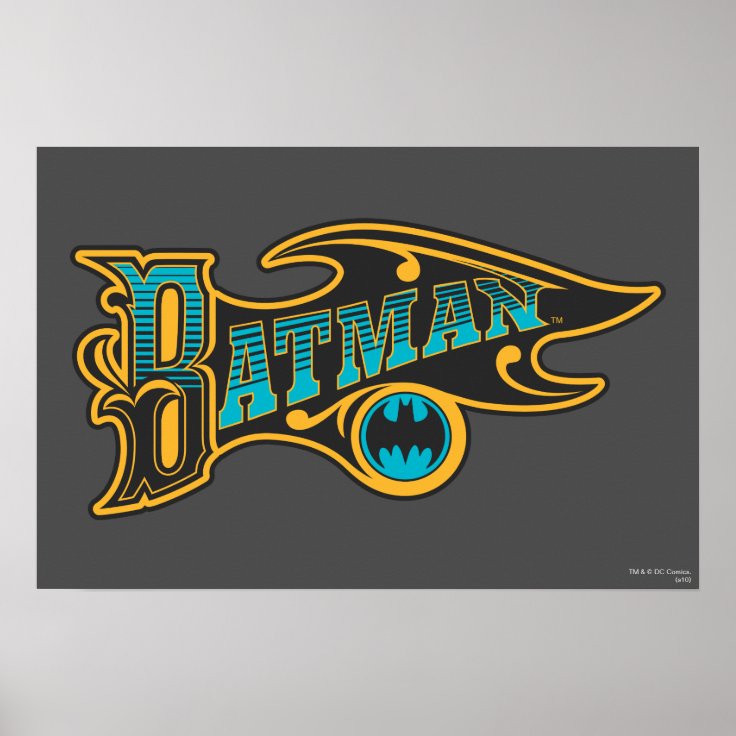 Batman | Vintage Turquoise Logo Poster | Zazzle