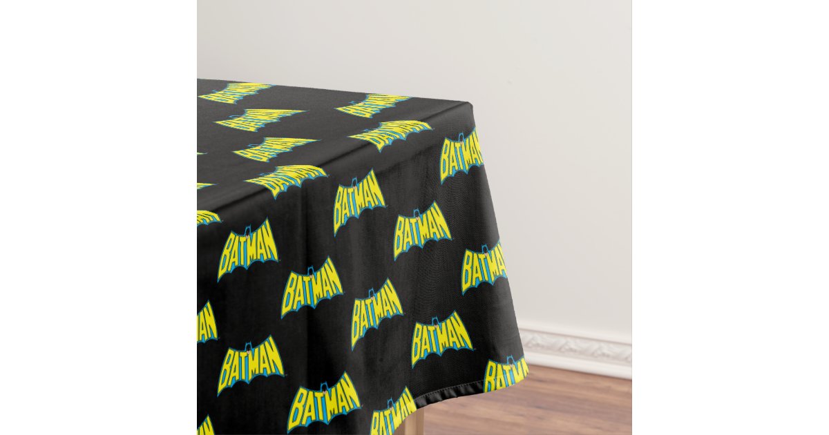 Batman | Vintage Yellow Blue Logo Tablecloth | Zazzle