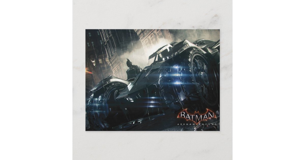 Batman With Batmobile In The Rain Postcard | Zazzle