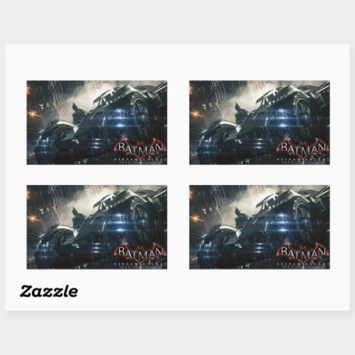 Batman With Batmobile In The Rain Rectangular Sticker | Zazzle