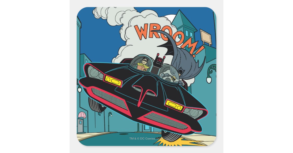 Batmobile Wroom! Square Sticker | Zazzle