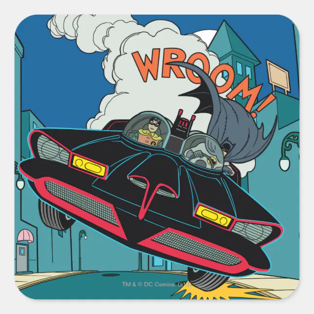Batmobile Wroom! Square Sticker | Zazzle