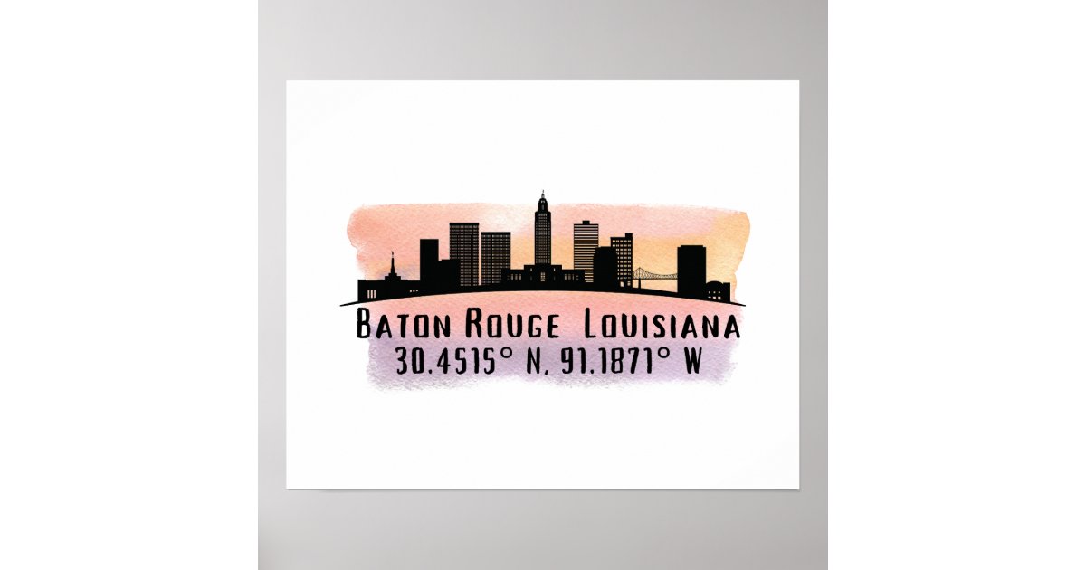 Baton Rouge LA City Skyline Poster | Zazzle