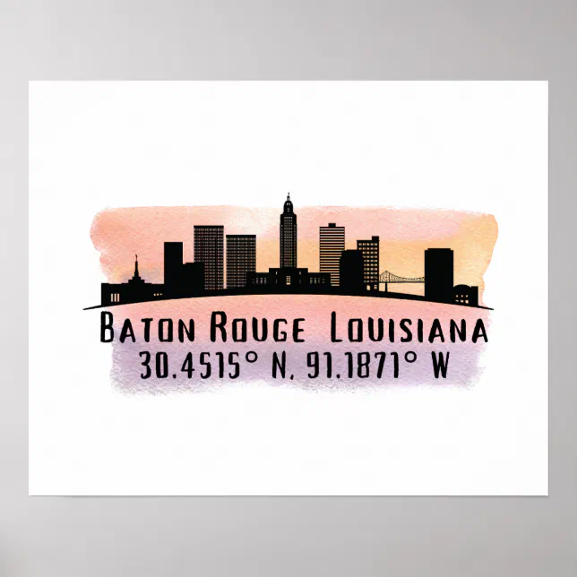 Baton Rouge LA City Skyline Poster | Zazzle
