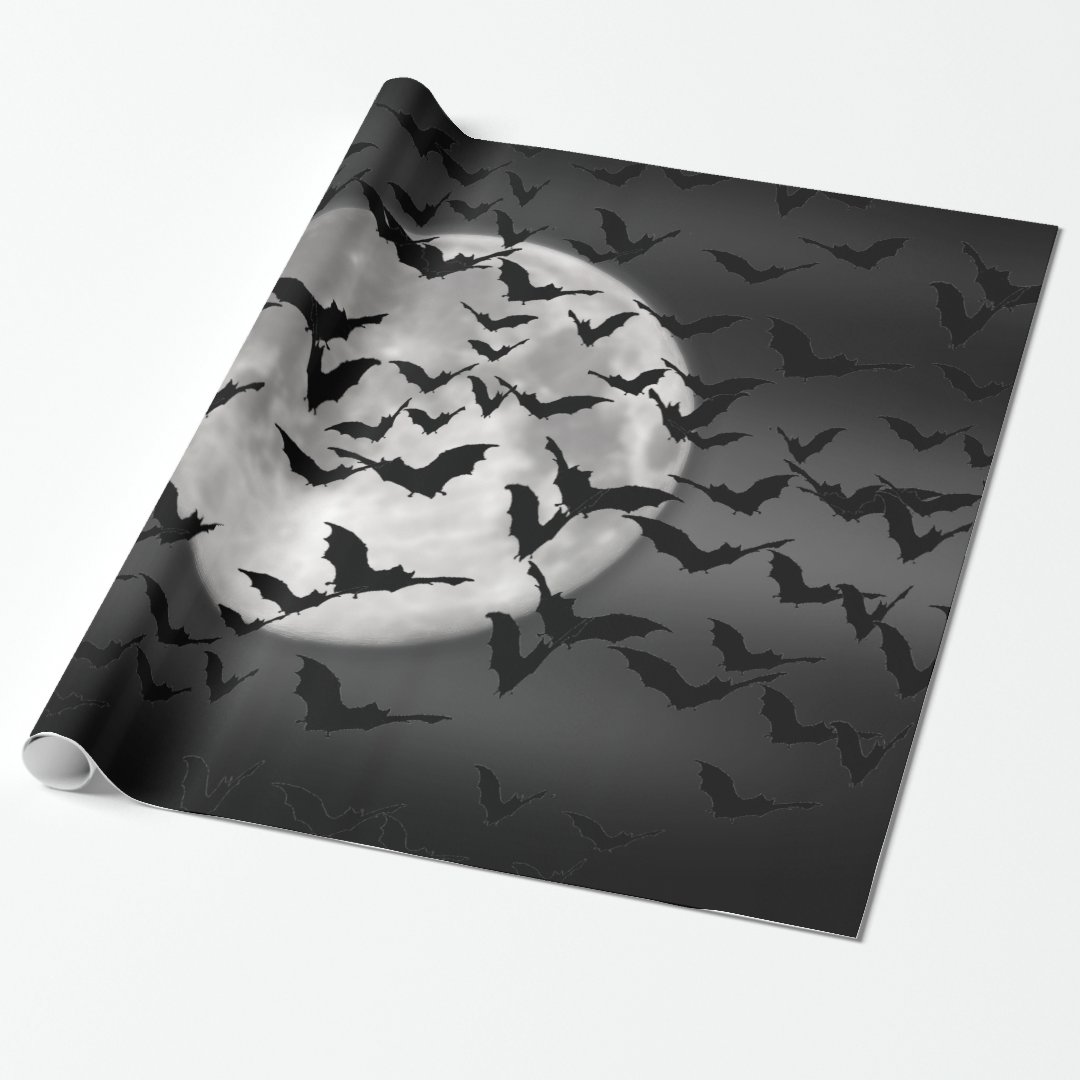 Bats and a Full Moon Wrapping Paper | Zazzle