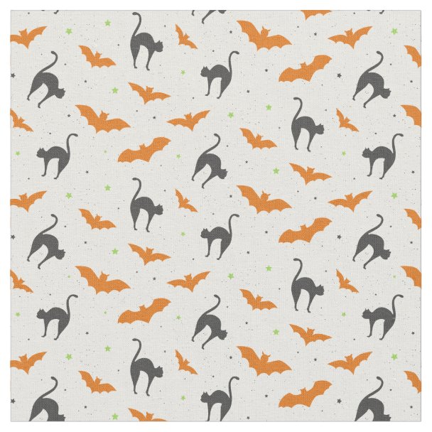 Boho Bats and Stars Halloween Pattern Fabric | Zazzle