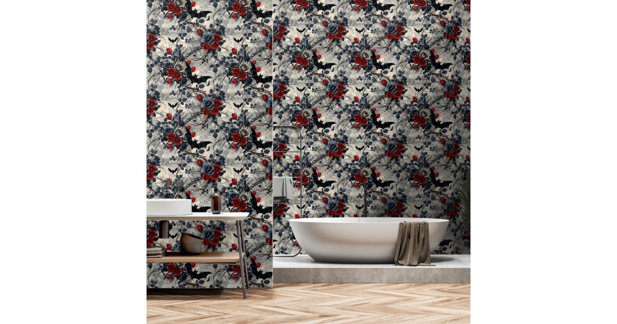 Bats And Roses Gothic Wallpaper | Zazzle
