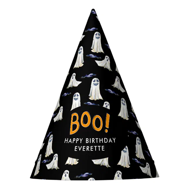 Bats & Ghosts Pattern Halloween Birthday Party Hat | Zazzle