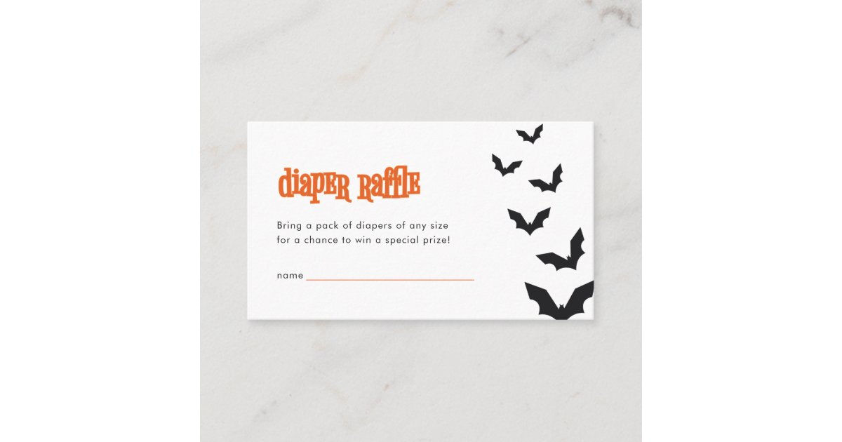 Bats Halloween Baby Shower Diaper Raffle Card | Zazzle