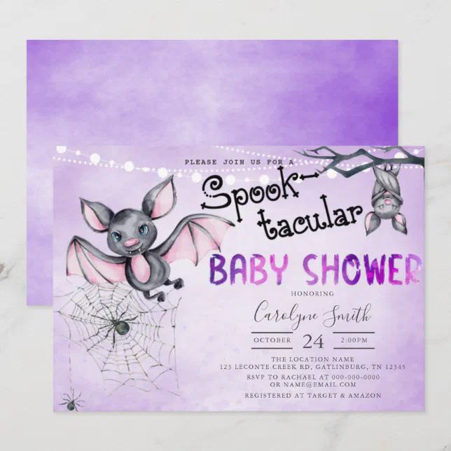 Bats Halloween Baby Shower Invitation | Zazzle